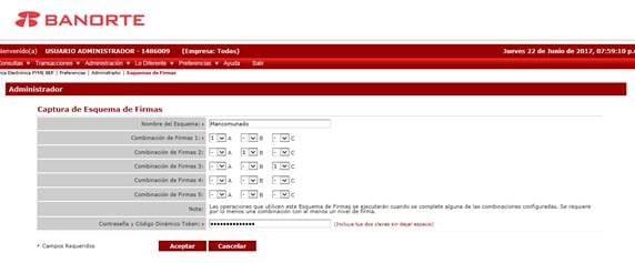 Las Firmas disponibles en el sistemason "A", "B" o "C" y el tipo de ...